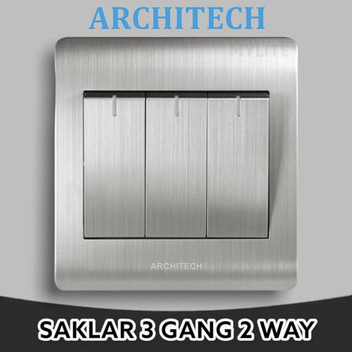 Jual Architech Platinum Silver Saklar Triple Hotel 3 Gang 2 Way Switch ...