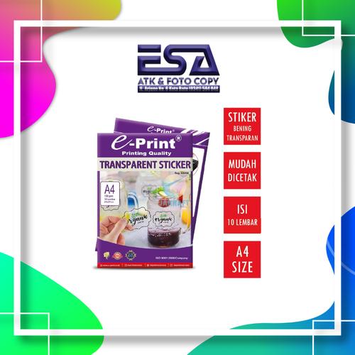 Jual Kertas Stiker Transparan E-Print Transparent Sticker A4 150gsm ...
