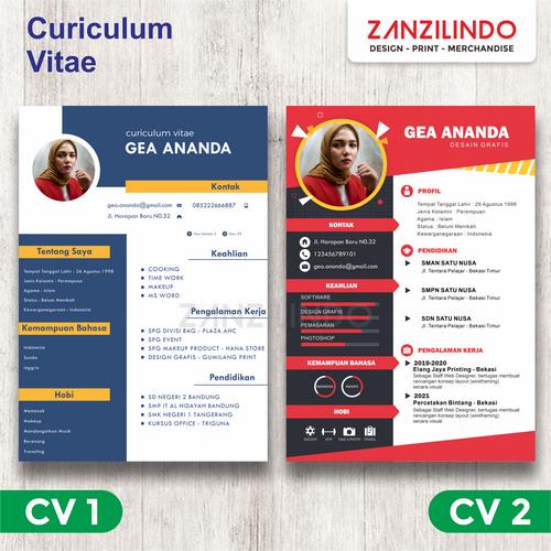 Jual Cetak CV Curicum Vitae Keren Kekinian GRATIS 10 Desain - File Pdf ...