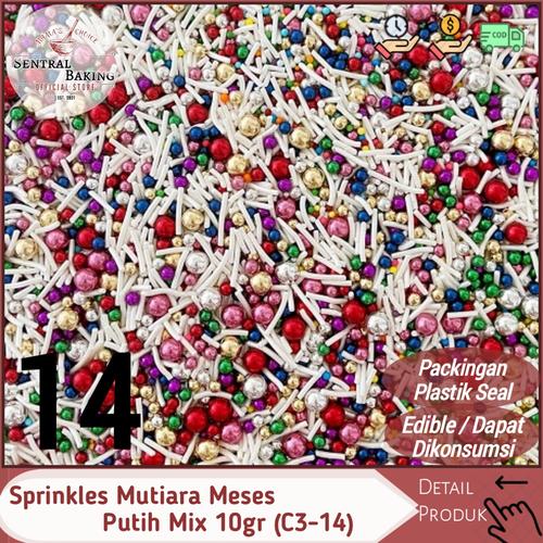 Jual Sprinkel Mutiara Meses Putih Mix 10gr (C3-14) / Springkel Sprinkle ...