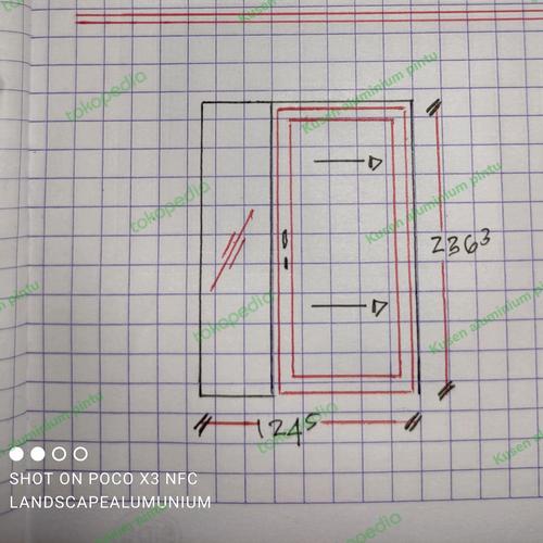 Jual custom pintu sliding dan kaca fix inkalum hitam 3 inch - Kota ...