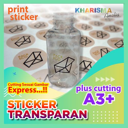 Jual Print Sticker Label Transparan A3+ / Cutting Stiker Label Kiss Cut ...