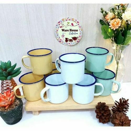 Jual New Souvenir Jadul Gelas Mug Kaleng Cangkir Enamel 7 Cm Warna ...