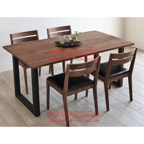 Jual Meja Kayu Mahoni Kaki Besi Hollow 4 Kursi Cafe Sandaran Minimalis ...