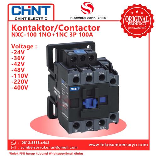 Jual Kontaktor / Contactor NXC-100 / NXC100 3P 100A 45kW CHINT - 220V ...