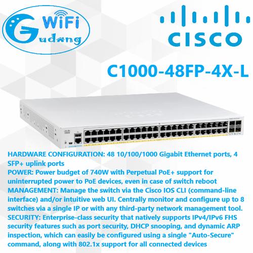 Jual CISCO Catalyst C1000-48FP-4X-L Switch 48-Port Gigabit PoE+ + SMARTNET - Jakarta Pusat ...