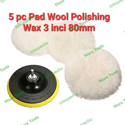 Jual Woll Pad Poles Mobil Motor 3" 5pc Pad Wool Polishing Set Buffing ...