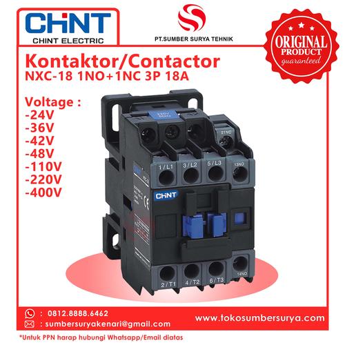 Jual Kontaktor / Contactor NXC-18 / NXC18 3P 18A 7,5kW CHINT - 24V - Jakarta Pusat - SUMBER ...