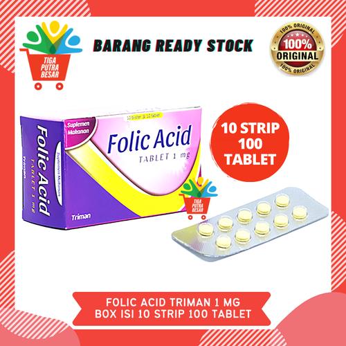 Jual FOLIC ACID TRIMAN 1MG /SUPLEMEN ASAM FOLAT 1 BOX 10 BLISTER 100 ...