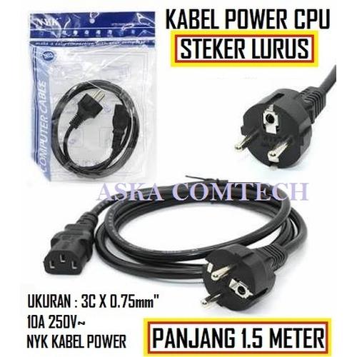 Jual kabel power 1,5 meter colokan 3 berdiri_pc computer,monitor dll ...