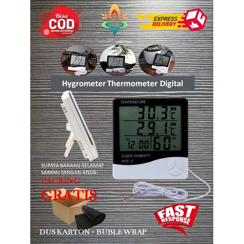 Promo Original HTC-2 Digital Temperature Humidity Meter + Clock ...