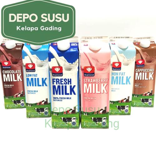 Jual Susu Diamond Coklat / Strawberry / non fat 1lt | fresh milk segar ...