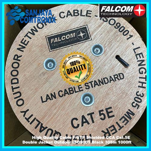 Jual FALCOM Outdoor Cable F/STP Shielded Double Jacket Cat.5E Black ...