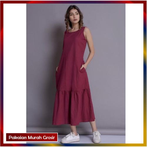 Jual Long Dress Polos Model Korean Style Dress Korea Polos Baju Dress ...