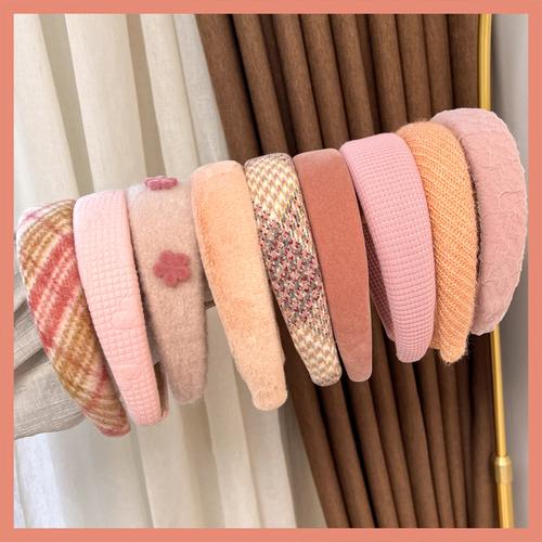 Jual BANDO KAIN PINK MOTIF GARIS KOTAK POLOS KOREA HEADBAND PLAID ...