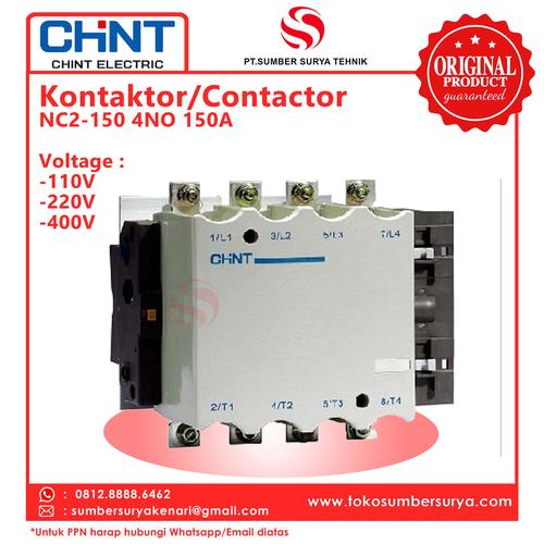 Jual Kontaktor / Contactor NC2 150/4 / NC2150/4 4P 150A CHINT - 220V - Jakarta Pusat - SUMBER ...