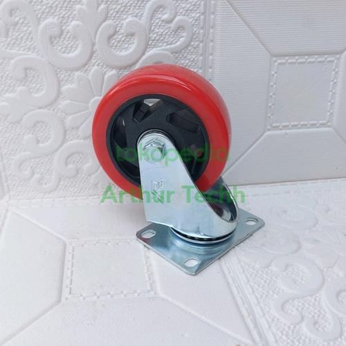Jual Roda PVC Triple S 4" Inch Hidup / Troli Wheel Karet Red Double ...