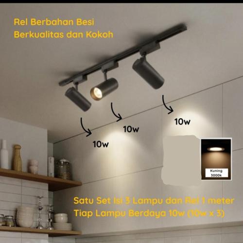 Jual LAMPU SOROT TRACK LIGHT LED 10W SPOTLIGHT KOMPLIT WALL PLAFON ...