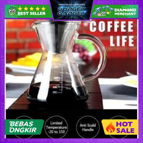 Jual One Two Cups Coffee Maker Pot V60 Teko Kopi 500ml + Filter - YD-KT001 Kaca - 800ml ...