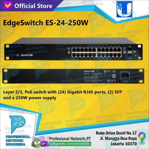 Promo Ubiquiti ES-24-250W Edge Switch 24 Port Gigabit POE 250Watt Cicil ...