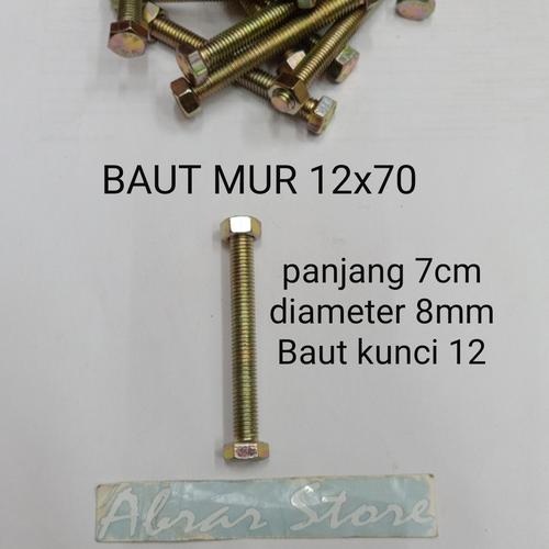 Jual BAUT MUR 12x70 KUNING/BAUT KUNCI 12/BAUT FULL DRAT/PANJANG BAUT ...