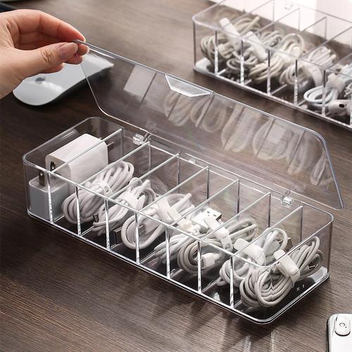 Jual Organizer Box Kabel Storage Box 8 Slot with Cover - White - Kota ...