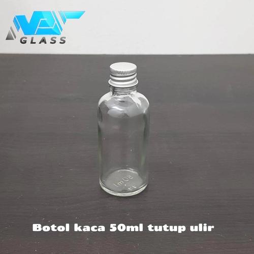Jual botol kaca 50ml beling tutup ulir almunium / botol ulir 50ml kaca ...