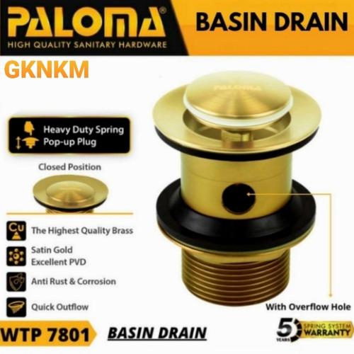 Jual PALOMA WTP 7801 AFUR PENUTUP LUBANG WASTAFEL OVERFLOW SATIN GOLD ...