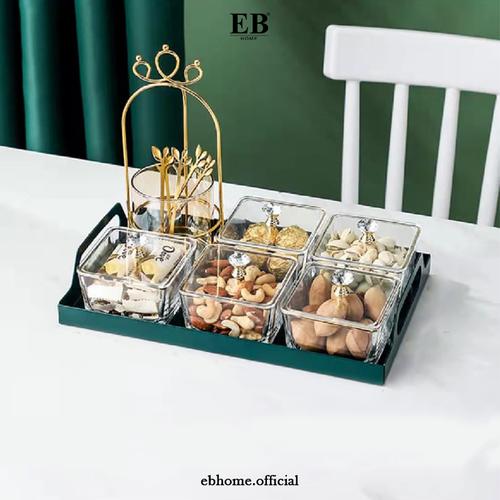 Jual Tempat Snack Keramik Nampan Saji Kue Hias Snack Jar Tray Set ...