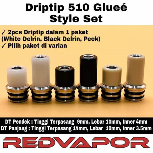 Jual Driptip 510 Gluee Style Drip Tip Hitam Putih Peek Set Ready ...