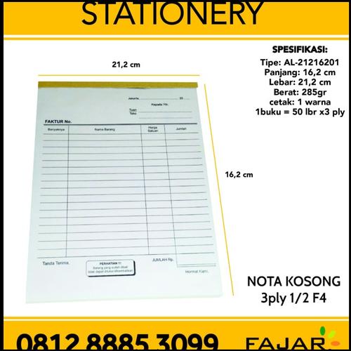 Jual Nota Blangko / Nota Kosong / Cetak Buku Bon / Stationery - Jakarta ...