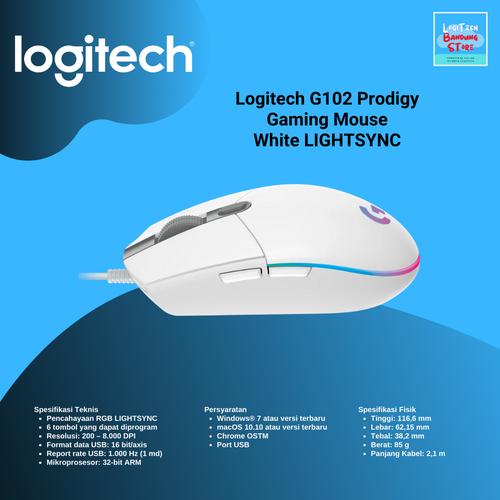 Jual Logitech G102 G-102 G 102 Prodigy Gaming Mouse PUTIH LIGHTSYNC ...
