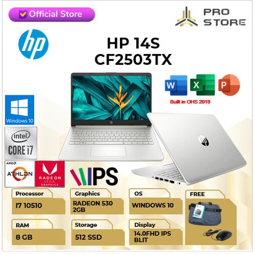 Promo HP 14s cf2502TX i7 10510 8GB 512ssd Radeon 530 2GB W10+OHS 14 ...