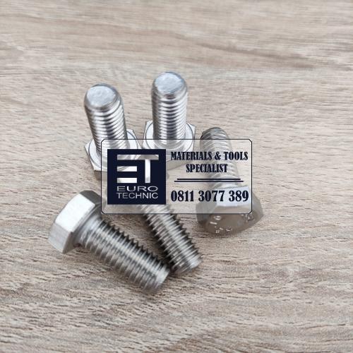 Jual Baut Mur Stainless SS304 M8 x 20 P1.25 | Hexagonal Bolt Full Drat ...