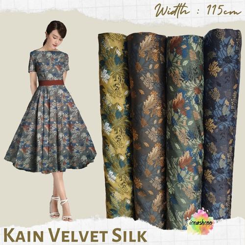 Jual Kain Satin Velvet Silk Motif Bunga Isabella Lebar 115cm Kain ...