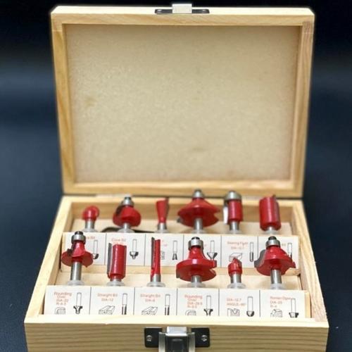Jual SKY 15 Router Bit Set 12 pcs Mata Profil Kayu Mesin Wood Trimmer ...