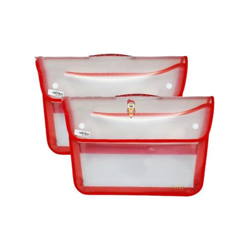 Promo Zipper Bag / Map Plastik Jaring Kancing 2 - Merah - Kota Denpasar ...