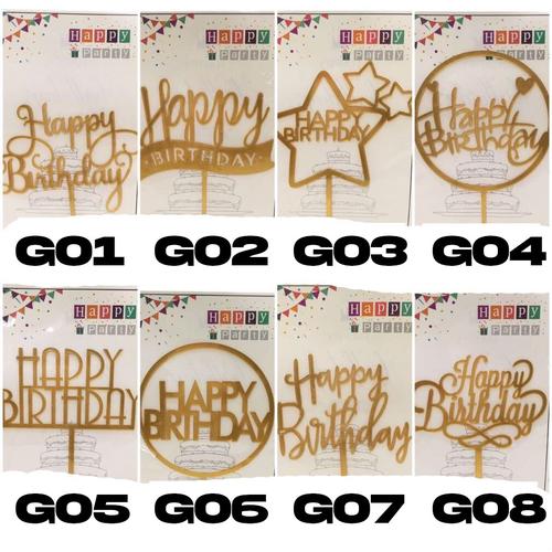 Jual Cake Topper Happy Birthday Gold / Topper Cake Dekorasi Kue Ultah ...