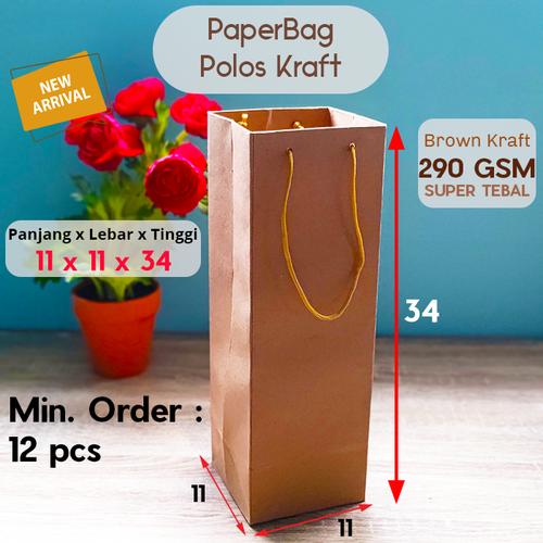 Jual Paper Bag / Tas Kertas Botol Wine Tumbler Kraft Uk. 11x11x34 (1 ...