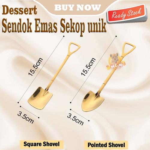 Jual sendok unik Sekop stainless Gold sendok dessert kue 15cm escream ...