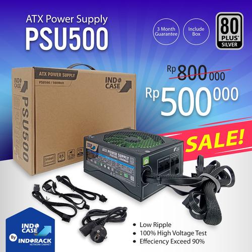 Jual INDOCASE PSU 500W - POWER SUPPLY ATX 500W 80 + SILVER SERVER CASE ...