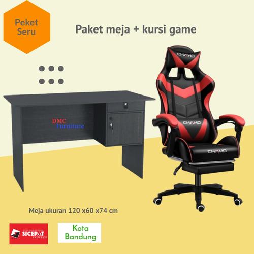 Jual meja tulis meja kantor kursi gaming/game paket meja kursi game ...