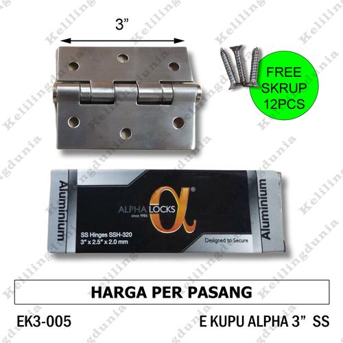 Jual Engsel Kupu 3 inch Pintu Jendela Stainless Tebal SS ALPHA ...