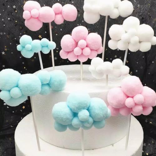 Jual cake topper awan 3D pompom / hiasan cake awan cloud pompom bola ...