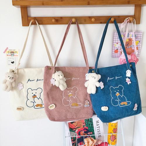 Promo Mismi Hills Tote Bag Tas Selempang Wanita Korduroi Korea Beruang ...