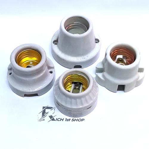 Jual Fitting Lampu Tempel E27 Keramik Tebal Tahan Panas - B - Kota ...