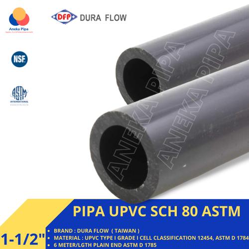 Jual Pipa PVC Sch 80 Plain End ASTM 6 meter/Lgth DURAFLOW size 1-1/2 ...