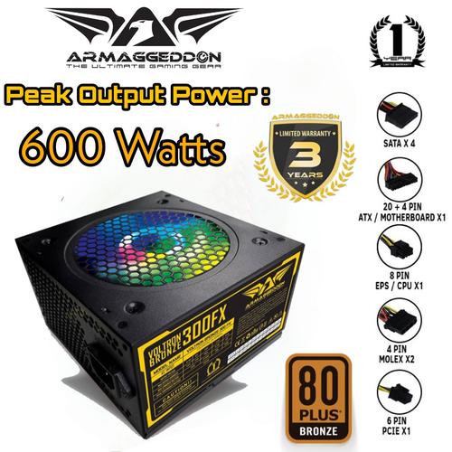 Jual Power Supply Armaggeddon 300FX Voltron 80+ Max 600 Watt PSU Gaming OEM - 300 RGB & BOX ...