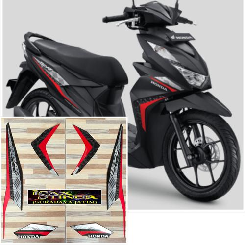 Jual striping original Honda beat hitam merah garage Matte black tahun ...