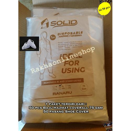 Jual Baju APD Hazmat Coverall 75 gsm + Shoe cover isi 50 pcs - Kab ...